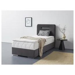 Boxbett COTTA "Lighstar", grau (anthrazit), B:96cm L:207cm, Komplettbetten, Boxspringbett, inklusive LED-Beleuchtung, Topper, Bettkasten und Zierkissen