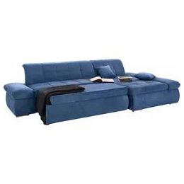 Ecksofa DOMO collection "NMoric XXL, B/T/H: 300/172/80cm, L-Form", blau, B:300cm H:80cm T:172cm, Chenille (85% Polyester, 15% Acryl);Luxus-Microfaser (100% Polyester);Struktur ( 100% Polyester);Microfaser PRIMABELLE (100% Polyester), Sofas, Ecksofa, wahlweise mit Bettfunktion und Armlehnverstellung