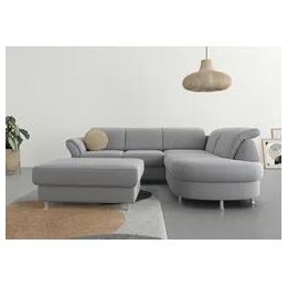 Sit & More Ecksofa SIT & MORE "Apulia L-Form", grau (hellgrau), B:250cm H:78cm T:212cm, Webstoff (100% Polyester);Struktur weich (90% Polyester, 10% Polyamid);Luxus-Micofaser Euphoria (100% Polyester);Samtoptik (100% Polyester), Sofas, Ecksofa, wahlweise Bettfunktion, Bettkasten und Kopf- und Armteilverstellung