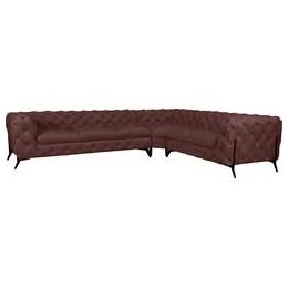 Chesterfield-Sofa Home Affaire "Amaury L-Form", rosa (rose), B:323cm H:75cm T:264cm, Struktur (100% Polyester);Samtoptik (100% Polyester), Sofas, gro&szlig;es Ecksofa, Chesterfield-Optik, Breite 323 cm, Fu&szlig;farbe w&auml;hlbar