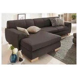 Ecksofa Home Affaire "Nika L-Form", braun, B:277cm H:84cm T:84cm, Struktur fein (100% Polyester);100% Polyester/ 85% Polyester+15% Polyacryl Melrose/Struktur, Sofas, Ecksofa, Polsterecke, Struktur fein oder Melrose/Struktur, mit Bettfunktion