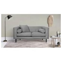 2-Sitzer Home Affaire "Lillibeth Designsofa mit Wellenunterfederung, Ma&szlig;e B/T/H: 155/74/83 cm", grau, B:155cm H:83cm T:74cm, 100% Polyester, Sofas, Zierkissen als Wendekissen, in Samtoptik oder Cord