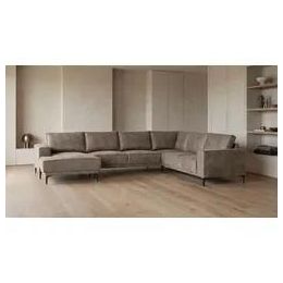 Wohnlandschaft OTTO HOME "OLAND U-Form, XXL, B: 342 cm, Skandi-Design", grau (taupe), B:342cm H:85cm T:260cm, 100% Polyester, Sofas, Wohnlandschaft, Skandi-Design in Struktur, Flachgewebe, Luxus-Microfaser, Boucle