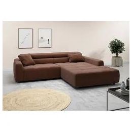 Ecksofa 3C Candy "Denver auch mit Cord- und Easy care-Bezug, Kopfteilverstellung L-Form", braun (rost), B:258cm H:68cm T:217cm, 88% Polyester, 12% Polyacryl, Sofas, Ecksofa, wahlweise. mit motorischer Sitztiefenverstellung