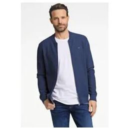 Strickjacke Bison "Cardigan Comfort Fit", Herren, Gr. 3XL, blau (blau mel), Obermaterial: 100% Baumwolle, unifarben, Strickjacken Strickjacke