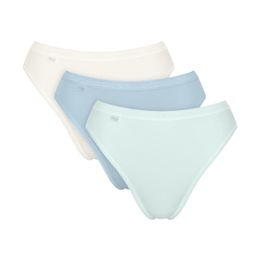 Tai-Slip Sloggi "Basic+ Tai C3P", Damen, Gr. 48, medium grau melange, Single Jersey, Obermaterial: 95% Baumwolle, 5% Elasthan, unifarben, k&ouml;rpernah, Unterhosen Tai-Slip, perfekter Sitz