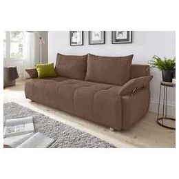 Schlafsofa Collection AB "Funtastic, B: 212 cm, Liegel. 145x187 cm", braun (hellbraunkaf), B:212cm H:84cm T:96cm, Zierkissen: 100% Polyester;Struktur (100% Polyester);Kunstleder SOFTLUX;Microfaser PRIMABELLE (100% Polyester), Sofas, Schlafsofa, Bettfunktion, Bettkasten, Armteilverstellung & 1 Zierkissen, Federkern