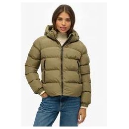 Steppjacke Superdry "HOODED SPORTS PUFFER JACKET", Damen, Gr. XXL, gr&uuml;n (khaki), Steppware, Obermaterial: 100% Polyester, unifarben, relaxed fit normal, Jacken Steppjacke, Kunstfaser, relaxed fit
