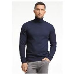 Rollkragenpullover LINDBERGH "Rollkragenpull Comfort Fit", Herren, Gr. 3XL, navy, Obermaterial: 100% Schurwolle, unifarben, hoch geschlossener Ausschnitt, Pullover Rollkragenpullover