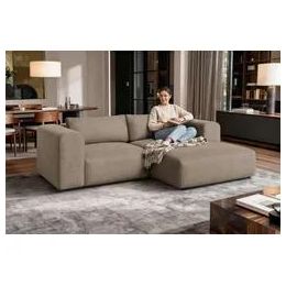 Ecksofa OTTO HOME "TIARRA Design-Sofa mit Ottomane recht/links bestellbar, Breite 241 cm", braun, B:241cm H:76cm T:168cm, 100% Polyester, Sofas, Ecksofa, L-Form mit hochelastischer Schaum und Wellenunterfederung