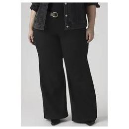 Levi's Weite Jeans LEVI'S PLUS "PL 318 SHAPING WIDE LEG", Damen, Gr. 18 (50), L&auml;nge 30, soft schwarz, Denim/Jeans, Obermaterial: 78% Baumwolle, 21% Polyester, 1% Elasthan, weit kn&ouml;chellang, Jeans, im Five-Pocket Style