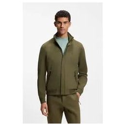 Hybridjacke BOSS Green "Porsche Spirit 70 Capsule Collection", Herren, Gr. L, open gr&uuml;n347, Web, Obermaterial: 35% Modal, 26% Viskose, 18% Polyamid, 10% Seide, 10% Polyester, 1% Elasthan, unifarben, regular fit normal, Rippb&uuml;ndchen, Jacken, Premium Herrenmode Limited Seidenmix Tech Strickqualit&auml;t Tech Knitwear