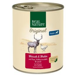 REAL NATURE Nassfutter Hund Adult Hirsch und Huhn 24x800 g