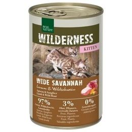 REAL NATURE WILDERNESS Nassfutter Katze, Kitten Wide Savannah, Lamm und Wildschwein 24x400 g