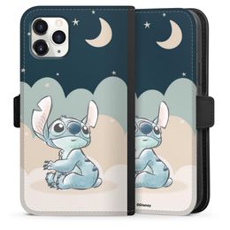 DeinDesign iPhone 11 Pro Handy Klapph&uuml;lle Handyh&uuml;lle aus Kunst Leder schwarz Flip Case Moon Lilo & Stitch Disney Sideflip mit Lasche