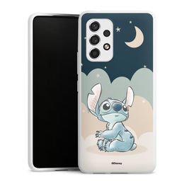 DeinDesign Galaxy A53 5G Handy Silikon H&uuml;lle Case wei&szlig; Handyh&uuml;lle Lilo & Stitch Disney Moon Silikon Case