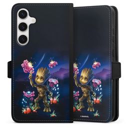 DeinDesign Galaxy S24+ Handy Klapph&uuml;lle Handyh&uuml;lle aus Kunst Leder schwarz Flip Case Baby Groot Marvel Guardians Of The Galaxy Sideflip mit Lasche