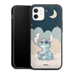 DeinDesign iPhone 12 mini Handy Premium Silikon H&uuml;lle Handyh&uuml;lle schwarz Case Moon Lilo & Stitch Disney Silikon Premium Case