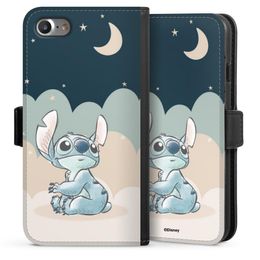 DeinDesign iPhone SE (2020) Handy Klapph&uuml;lle Handyh&uuml;lle aus Kunst Leder schwarz Flip Case Lilo & Stitch Disney Moon Sideflip mit Lasche