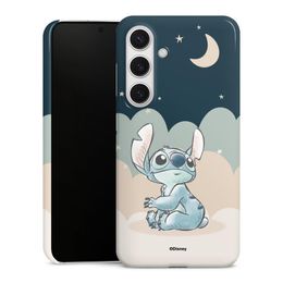 DeinDesign Galaxy S24 Handy Premium Case Smartphone Handyh&uuml;lle Schutzh&uuml;lle gl&auml;nzend Moon Lilo & Stitch Disney Premium Case