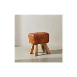 KADIMA DESIGN Exklusiver Sitzhocker aus Echtleder mit Rautenmuster, Stilvolles und strapazierf&auml;higes M&ouml;belst&uuml;ck