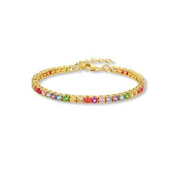 Pure Schmuck Bracelet 'Iced Out Rainbow Tennisarmband 925 Silber' female Gold size 19 cm