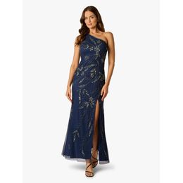 Adrianna Papell Langes Abendkleid 'Bead Mesh Long Dress' Damen Gr&ouml;&szlig;e 44 dunkelblau / gold Winterkleid