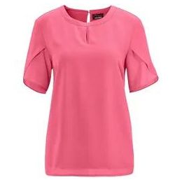 Kurzarmbluse GOLDNER "Bluse mit aufregender &Auml;rmell&ouml;sung", Damen, Gr. 48, rosa (pink), Obermaterial: 100% Polyester PES., figurumspielend, Chiffonbesatz, Blusen, Ohne