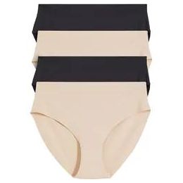 Panty bonprix, Damen, Gr. 40/42 (M), 4 Stk., beige (kreidebeige, schwarz), Obermaterial: 85% Polyamid, 15% Elasthan, Unterhosen Panty, klassischer Stil, nahtlose Kanten, aus Polyamid und Elasthan