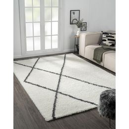 Hochflor-Teppich, B:200cm H:37mm L:290cm, beige, MyFlair M&Ouml;BEL & ACCESSOIRES, Polypropylen (PP), Teppiche, "My Shaggy Raute", Shaggy, Scandi Rauten