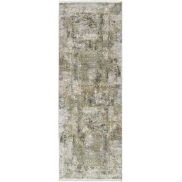 L&auml;ufer, B:80cm H:8mm L:300cm, gr&uuml;n, OCI DIE TEPPICHMARKE, Viskose, Flur, Teppiche, "BESTSELLER CAVA", Glanz Viskose, mit Fransen, Wohnzimmer