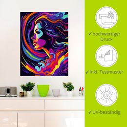 Wandbild Artland, B:60cm H:80cm, bunt, Vinyl, Wohnzimmer, Bilder, "Frau in bunten Farben", als Alubild, Leinwandbild, Poster, Wandaufkleber in