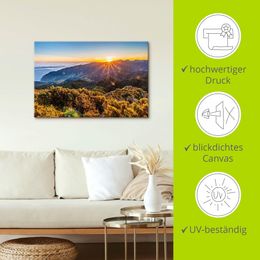 Wandbild Artland, B:60cm H:40cmfarbe bild(er): orange, Leinwand, Wohnzimmer, Bilder, "Sonnenaufgang &uuml;ber Madeira Bica da Cana", als Alubild,