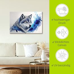 Wandbild Artland, B:90cm H:60cmfarbe bild(er): blau, Leinwand, Wohnzimmer, Bilder, "Wolf", als Alubild, Leinwandbild, Poster, Wandaufkleber in