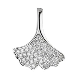 Kettenanh&auml;nger Jobo "Anh&auml;nger Ginko 18,4 mm", silber (silber 925, wei&szlig;), Schmuckanh&auml;nger, Damen, Silber 925 (Sterlingsilber), Kettenanh&auml;nger, 925 Silber mit 42 Zirkonia