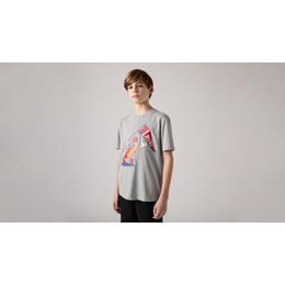 T-Shirt LEVI'S KIDS "LVB PARADING HOT DOG TEE", Jungen, Gr. 6 (116), grau heather, Jersey, Obermaterial: 60% Baumwolle, 40% Polyester, bedruckt, meliert, normal h&uuml;ftbedeckend, Rundhals, Shirts T-Shirt, for Boys, mit Logoprint, meliert