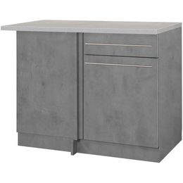 Wiho-K&uuml;chen Eckunterschrank WIHO K&Uuml;CHEN, B:110cm H:85cm T:60cm, grau, K&uuml;che, Schr&auml;nke, "Chicago, TOPSELLER", 110 cm breit, f&uuml;r eine optimale Raumnutzung