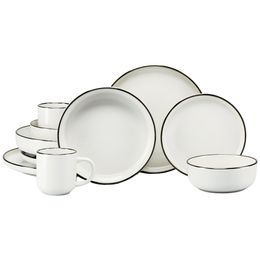 Creatable Kombiservice "Nordic Festive, Service 10-tlg.", 10creme, Geschirr-Sets, Minimalistisches Design, Dezente goldene Akzente