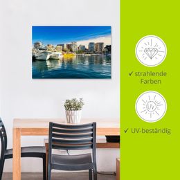 Wandbild Artland, B:60cm H:40cmfarbe bild(er): blau, Alu Dibond, Wohnzimmer, Bilder, "Hafen von Calp", als Alubild, Leinwandbild, Poster,