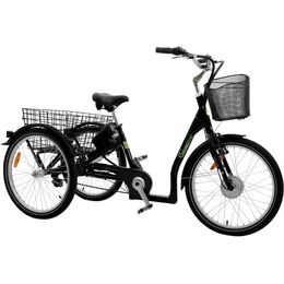 SACHSENRAD E-Bike "T3A", 48cm, 24 Zoll (60,96cm)schwarz, Elektrofahrr&auml;der, Lastenkorb, Lenkerkorb, LCD-Steuer- display, Fahrmodus Pedelec