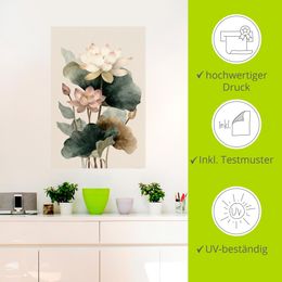 Wandbild Artland, B:60cm H:90cm, bunt, Vinyl, Wohnzimmer, Bilder, "Lotus", als Alubild, Leinwandbild, Poster, Wandaufkleber in verschied. Gr&ouml;&szlig;en