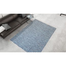Teppich Kayoom, B:160cm H:7mm L:230cm, blau, Baumwolle, Wohnzimmer, Teppiche, "Aperitif 410", weiche Haptik,fusselarm, f&uuml;r Allergiker &