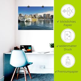 Wandbild Artland, B:90cm H:60cmfarbe bild(er): blau, Papier, Wohnzimmer, Bilder, "Hafen von Calp", als Alubild, Leinwandbild, Poster, Wandaufkleber