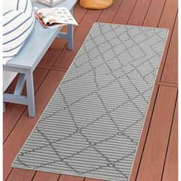Outdoorteppich Carpet City, B:80cm H:5mm L:150cm, grau, Polypropylen, Teppiche, "PALM3526", Wetterfest & UV-best&auml;ndig, f&uuml;r Balkon, Terrasse, K&uuml;che,