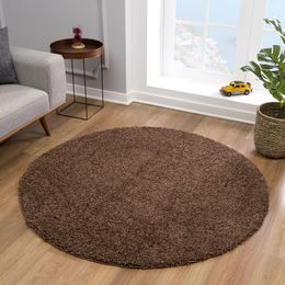Hochflor-Teppich Sanat, H:30mm &Oslash;:200cm, braun, Kunstfaser, Teppiche, "LOCA , auch als L&auml;ufer und in Rund", Wohnzimmer, Langflor, Shaggy, Schlafzimmer