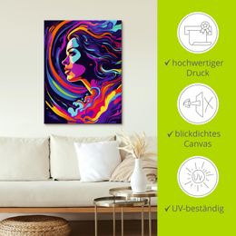 Wandbild Artland, B:60cm H:80cm, bunt, Leinwand, Wohnzimmer, Bilder, "Frau in bunten Farben", als Alubild, Leinwandbild, Poster, Wandaufkleber in