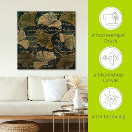 Wandbild Artland, B:100cm H:100cmfarbe bild(er): gold, Leinwand, Wohnzimmer, Bilder, "Ginko", als Alubild, Leinwandbild, Poster, Wandaufkleber in