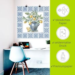 Wandbild Artland, B:100cm H:100cmfarbe bild(er): blau, Papier, Wohnzimmer, Bilder, "Le Citron VI", als Alubild, Leinwandbild, Poster, Wandaufkleber
