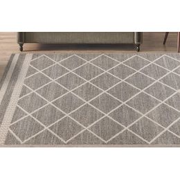 Teppich Kayoom, B:120cm H:10mm L:170cm, grau, Polypropylen (PP), Wohnzimmer, Teppiche, "Rhombus 225"