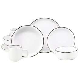 Kombiservice Creatable "Nordic Festive, Service 10-tlg.", wei&szlig;, 10, Steinzeug, Geschirr-Sets, Kombiservice, Minimalistisches Design, Dezente goldene Akzente